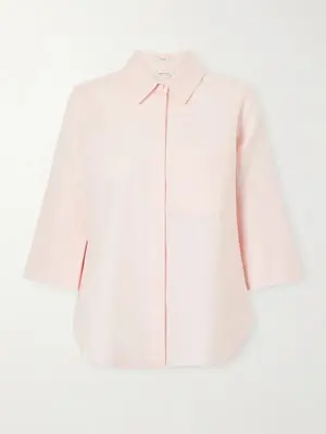 Another Tomorrow Linen Shirt With French Cuffs - Pink