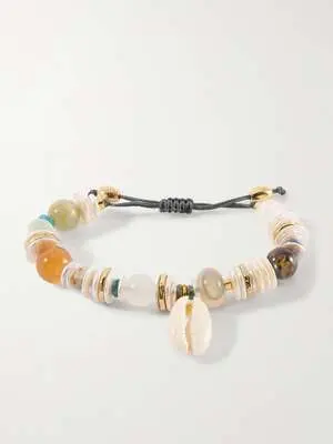 Tohum Design Samsara Gold-plated, Leather And Seashell Beaded Bracelet - Multi