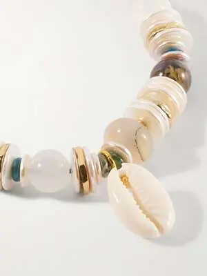 Tohum Design Samsara Gold-plated, Leather And Seashell Beaded Bracelet