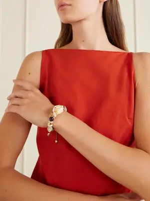 Tohum Design Gold-plated, Leather And Seashell Beaded Bracelet