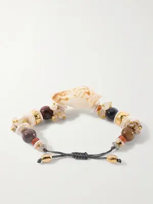 Tohum Design Gold-plated, Leather And Seashell Beaded Bracelet