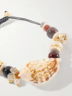 Tohum Design Gold-plated, Leather And Seashell Beaded Bracelet