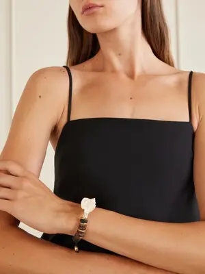 Tohum Design Gold-plated, Leather, And Seashell Beaded Bracelet