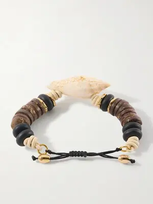 Tohum Design Gold-plated, Leather, And Seashell Beaded Bracelet