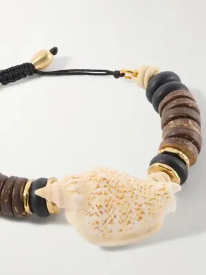 Tohum Design Gold-plated, Leather, And Seashell Beaded Bracelet