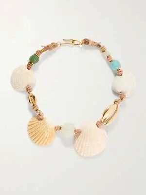 Tohum Design Samsara Gold-plated, Leather And Seashell Beaded Necklace - Multi