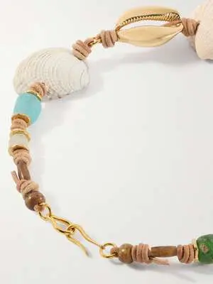 Tohum Design Samsara Gold-plated, Leather And Seashell Beaded Necklace