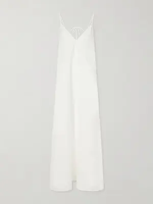 Another Tomorrow Linen-canvas Maxi Dress - White