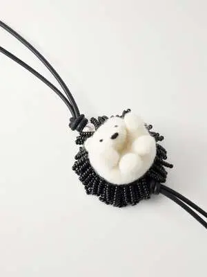 Loewe Hedgehog Bead-embellished Wool-felt And Leather Bag Charm