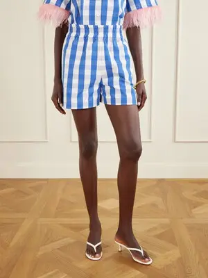 MARTA FERRI Gingham Checked Cotton-blend Shorts