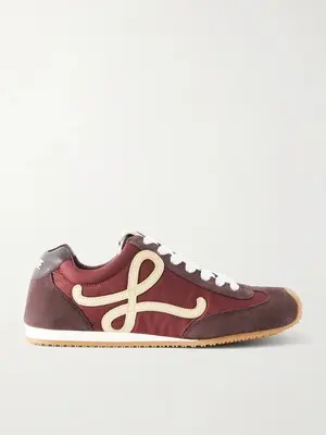 Loewe Ballet Runner 2.0 Suede-trimmed Shell Sneakers - Burgundy
