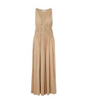 Tove Ouida Gathered Jersey Maxi Dress - Neutrals