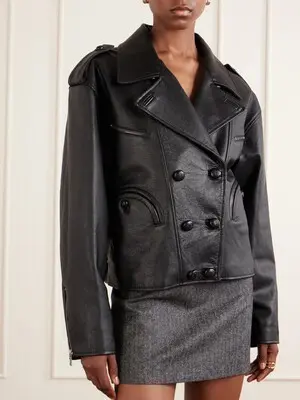 BLAZÉ MILANO Mick Double-breasted Leather Bomber Jacket