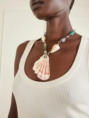 Tohum Design Sterling Silver, Shell And Beaded Necklace