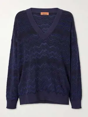 Missoni Striped Crochet-knit Sweater - Blue