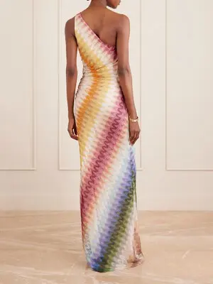 Missoni Striped Ruched Crochet-knit Maxi Dress