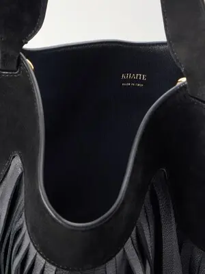 Khaite Lotus Fringed Leather Tote Bag - Black