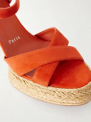 CHRISTIAN LOUBOUTIN Calakala 85 Suede Espadrille Sandals - Red