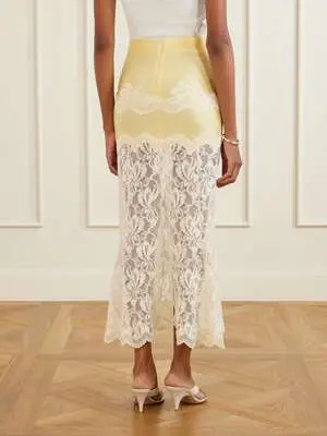 Rabanne Satin-jersey Lace-trimmed Maxi Skirt