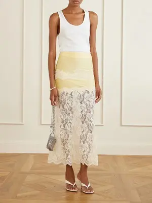 Rabanne Satin-jersey Lace-trimmed Maxi Skirt - Neutrals