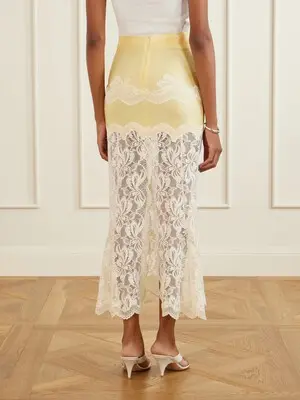 Rabanne Satin-jersey Lace-trimmed Maxi Skirt - Neutrals