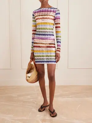 Missoni Striped Crochet-knit Mini Dress
