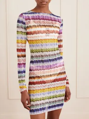 Missoni Striped Crochet-knit Mini Dress