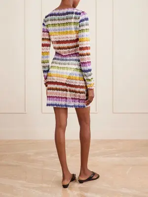 Missoni Striped Crochet-knit Mini Dress