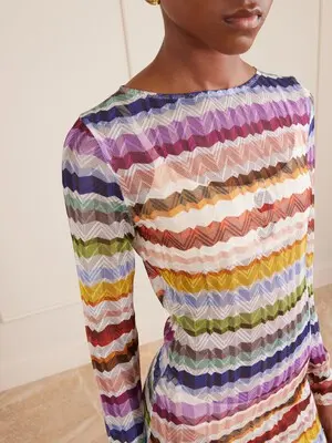 Missoni Striped Crochet-knit Mini Dress
