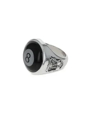 KING BABY STUDIO Sterling High Roller Club Etched Onyx Eight Ball Ring