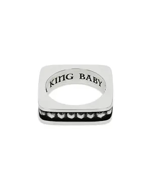 KING BABY STUDIO Sterling High Roller Club Heart Suit Square Stack Ring - Silver