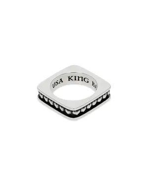 KING BABY STUDIO Sterling Heart Suit Square Stack Ring