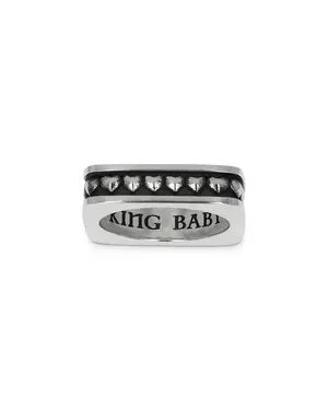 KING BABY STUDIO Sterling Heart Suit Square Stack Ring