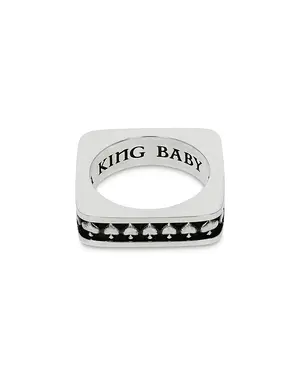 KING BABY STUDIO Sterling High Roller Club Spade Suit Square Stack Ring - Silver