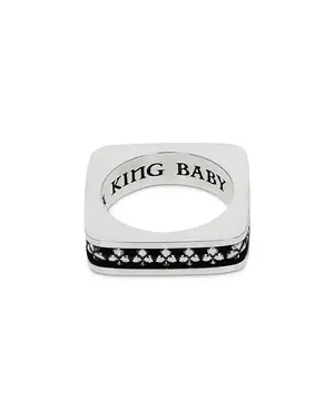 KING BABY STUDIO Sterling High Roller Club Club Suit Square Stack Ring - Silver