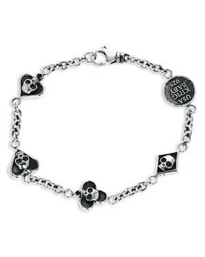 KING BABY STUDIO Sterling Skull Motif Link Bracelet - Silver