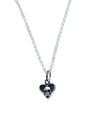 KING BABY STUDIO Sterling Skull Heart Pendant Necklace - Silver