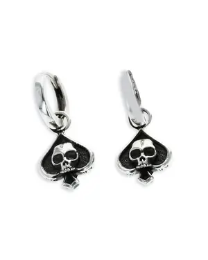 KING BABY STUDIO Sterling Skull Spade Drop Earrings - Silver