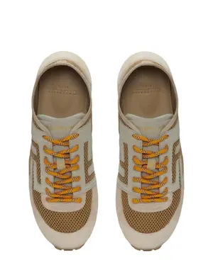 Balmain Racer 45 Trainers In Mesh And Suede Calfskin Leather - Beige