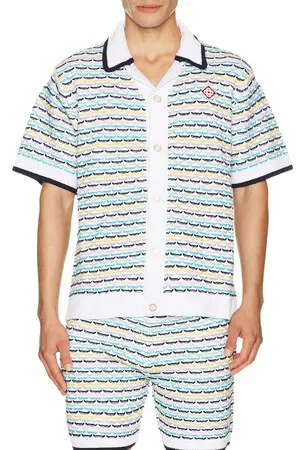 Casablanca Tuck Stitch Short Sleeve Shirt - Multi