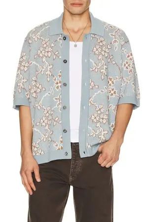 CORRIDOR Trellis Knit Shirt In Blue - Light Blue