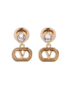 Valentino Garavani Swarovski Crystal Logo Drop Earrings, 0.6l - Gold