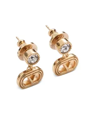 Valentino Garavani Crystal Logo Drop Earrings - Gold