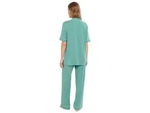 Eberjey Gisele Short Sleeve Pants Pajama Pajama Sets Seagrass/white