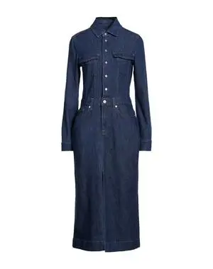 7 For All Mankind Midi Dress Size Cotton, Modal, Polyester, Elastane - Blue