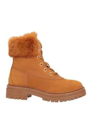 Geox Lace-up Ankle Boots In Nubuck And Plush Fabric - Tan