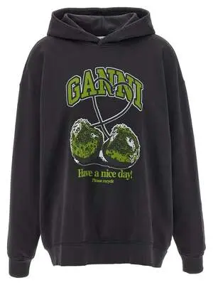 GANNI Basic Jersey Cherry' Hoodie - Gray