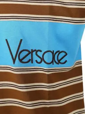 Versace Striped Cotton T-shirt With Inlay - Multicolor