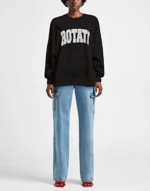 ROTATE BY BIRGER CHRISTENSEN Organic Cotton Sweatshirt With Appliqués - Black
