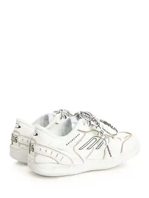 Balenciaga Hamptons Leather Sneakers With Distressed Finish - White